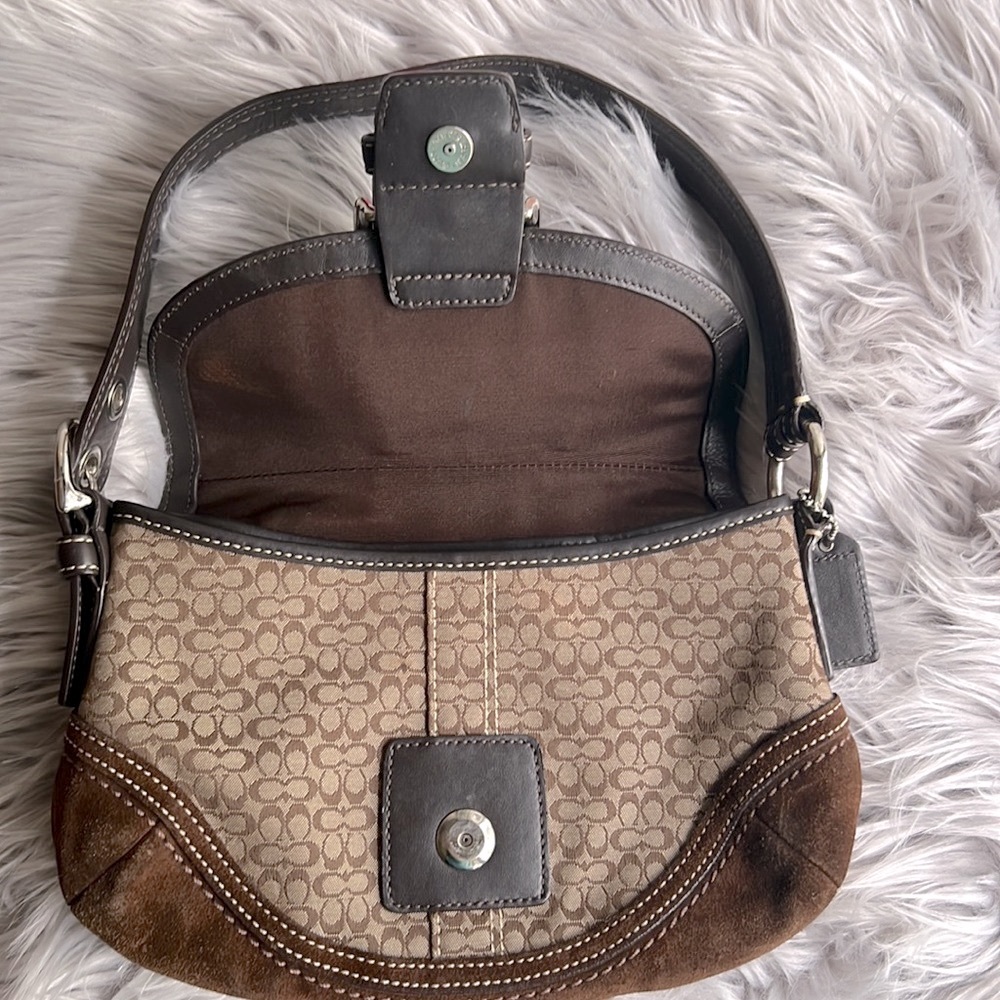 Coach Canvas Monogram With Suede And Leather Shoulder… - Gem